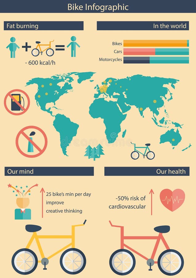 Vector Illustration with Bike Infographic Stock Vector - Illustration ...