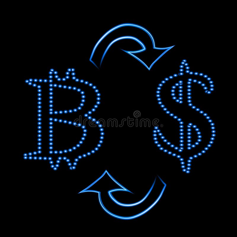 Vector Illustration of Bitcoin and Dollar. Stock Vector - Illustration ...