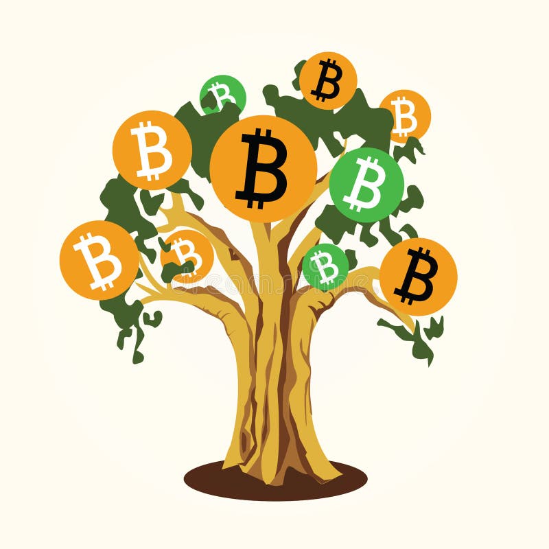 Vector Illustration of Bitcoins on the Tree Stock Vector - Illustration ...