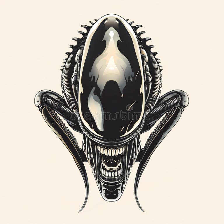 Vector Illustration of a Black Alien with Sharp Teeth and Sharp Teeth ...