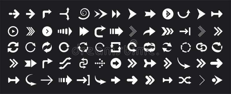 Vector Illustration of Black Arrow Icons. Web Arrows. Stock Vector ...