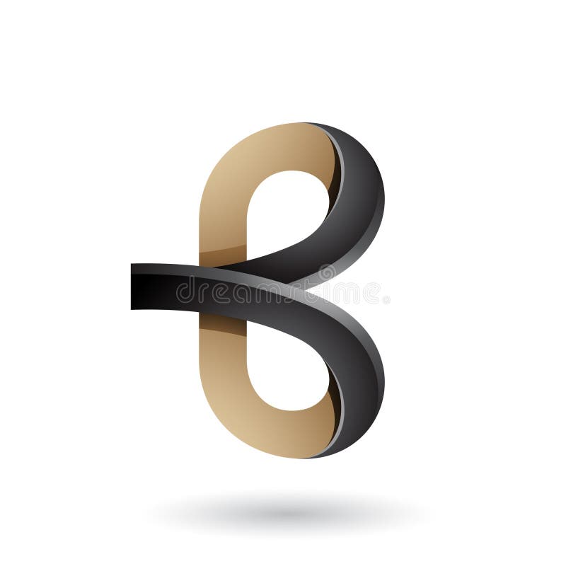 Black and Beige Bold Curvy Letter B Isolated on a White Background ...