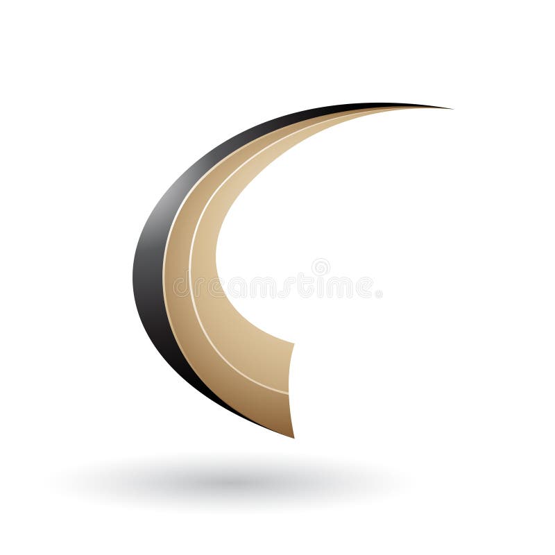 Black and Beige Dynamic Flying Letter C Isolated on a White Background ...