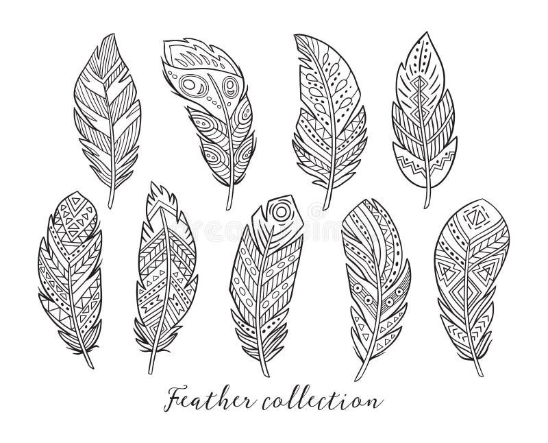 Isolated Decorated Feather in the Boho Style Stock Vector ...