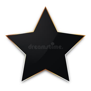 Vector Illustration of Black Colored Star Shape Banner with Gold Frame ...