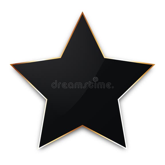 Vector Illustration of Black Colored Star Shape Banner with Gold Frame ...