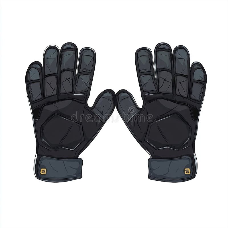 Vector Illustration of Black Goalkeeper Gloves with Simple Design ...