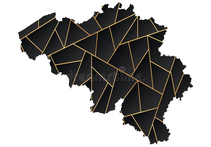 Vector Illustration of Black and Gold Colored Belgium Map Stock Vector ...