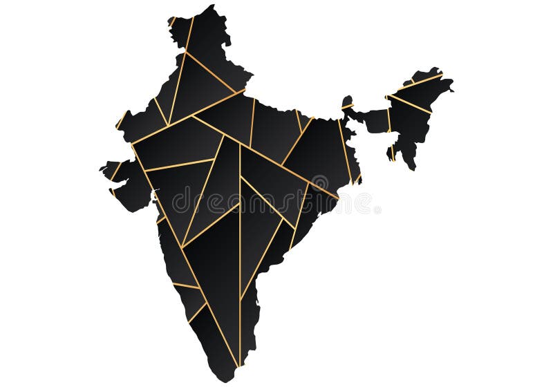 Vector Illustration of Black and Gold Colored India Map Stock Vector ...