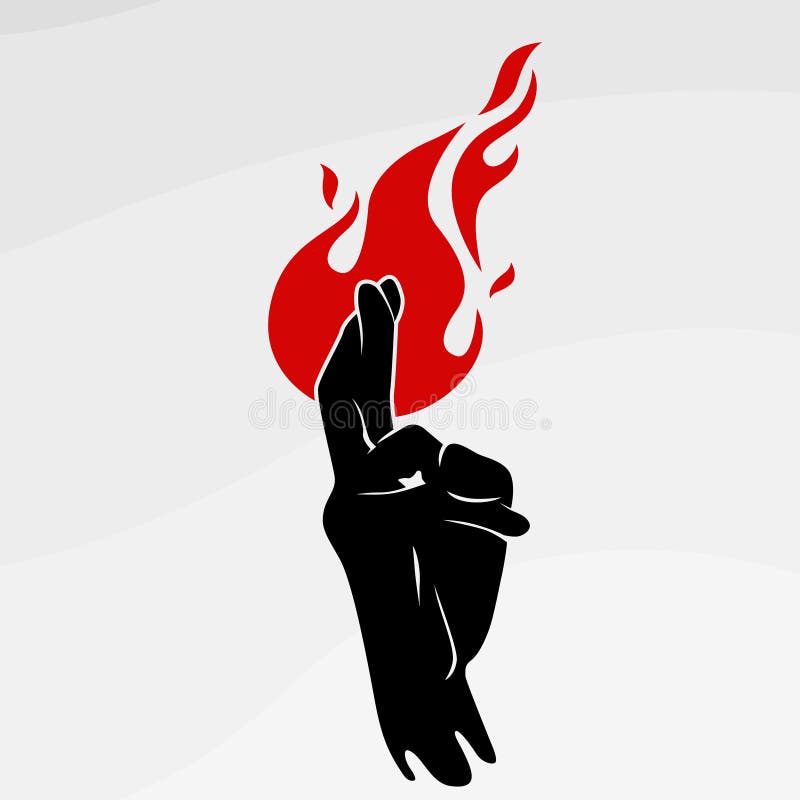 Vector Illustration of Hand Spitting Out Fire Stock Illustration ...