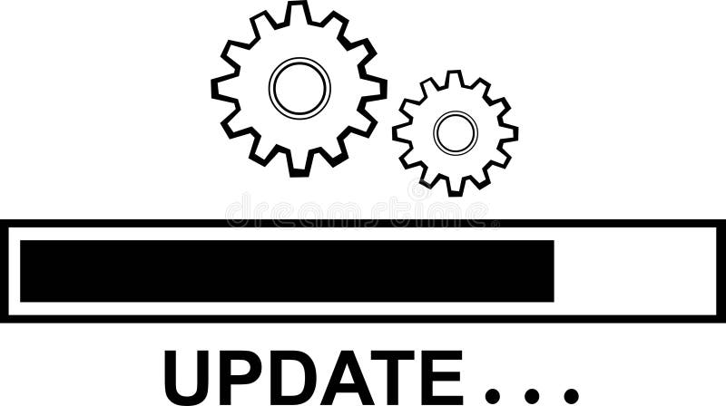 Vector Illustration Black Icon Updating Software and Bar Progress Stock ...