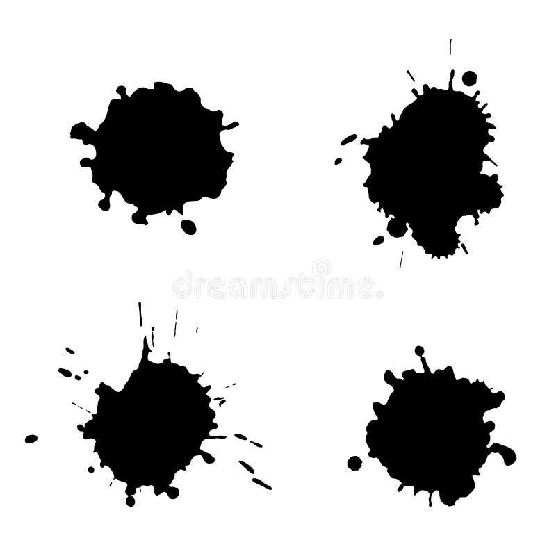 Black Ink Spots Set, Texture of Paint Spots Stock Vector - Illustration ...