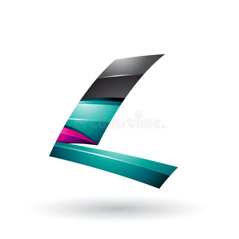 Black and Magenta Dynamic Glossy Flying Letter L Isolated on a White ...