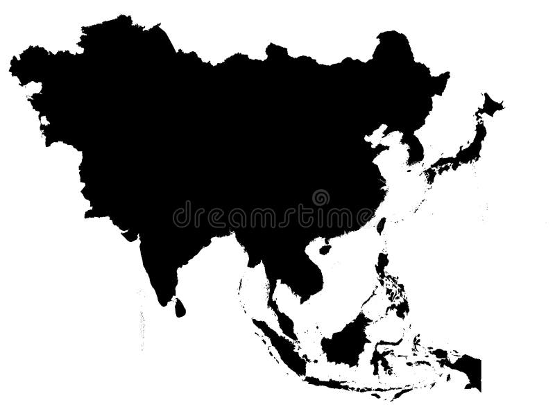Black map of Asia stock vector. Illustration of central - 167507212