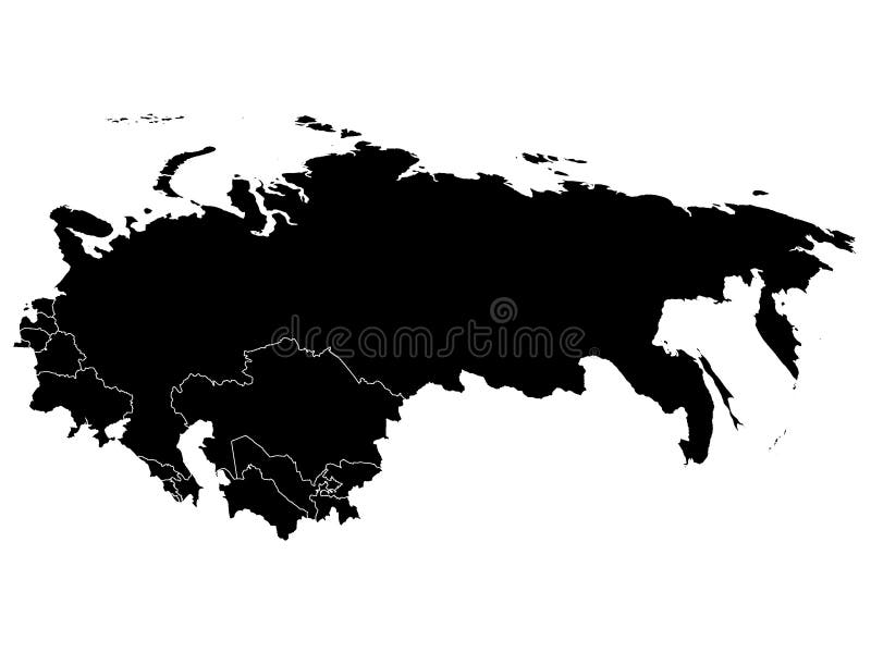 Black Map of USSR Soviet Union on White Background - Robinson ...
