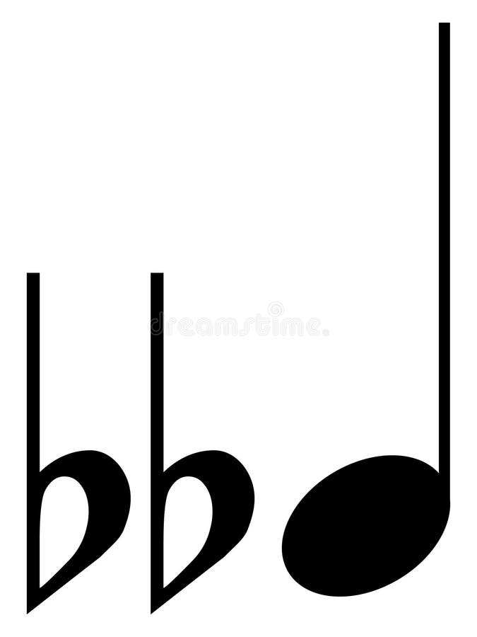 Black Music Symbol of Double Flat Stock Vector - Illustration of ...