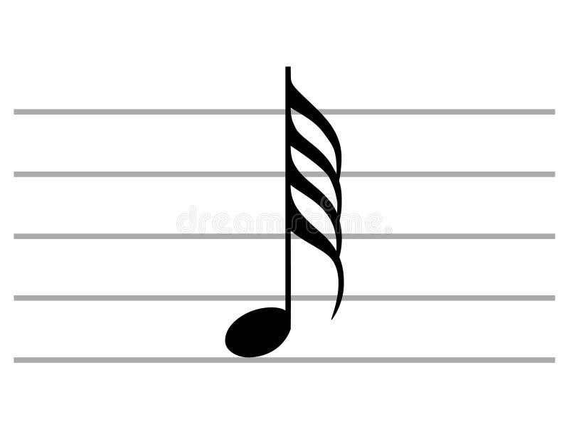 Black Music Symbol of Sixty Fourth Note on Ledger Lines Stock Vector ...
