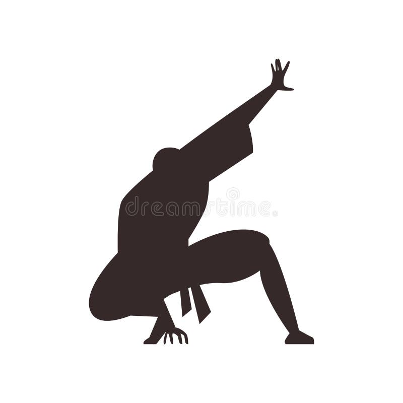 Vector Illustration of a Black Ninja Silhouette in a Static Pose after ...