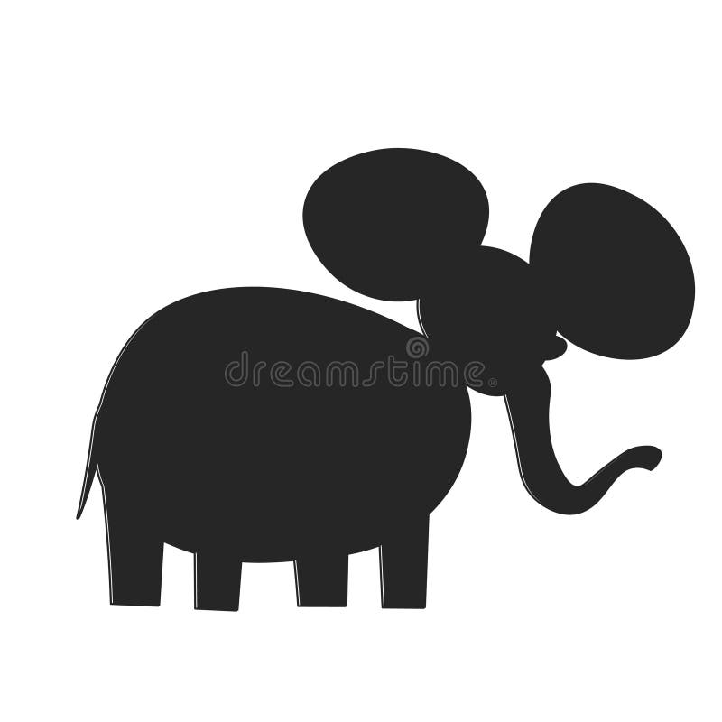 Vector Illustration of a Black Silhouette Elephant. Isolated White ...