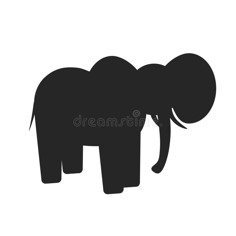 Vector Illustration of a Black Silhouette Elephant. Isolated White ...