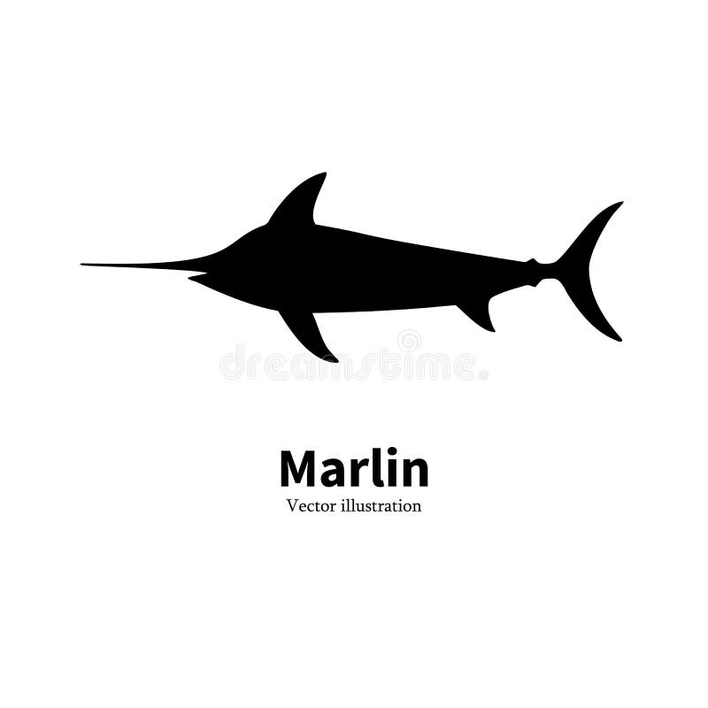 Vector Illustration Black Silhouette Fish Marlin Stock Vector ...