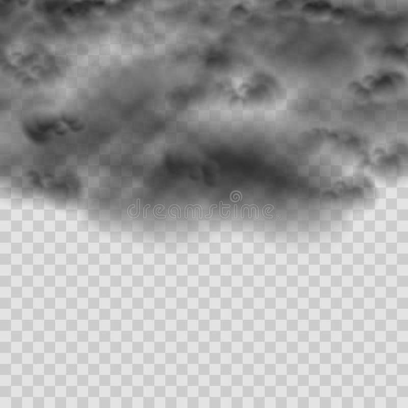 Vector Illustration of Black Smoky Clouds on Transparent Background ...