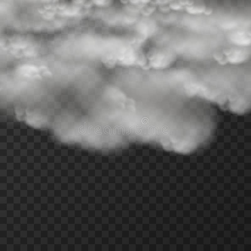 Vector Illustration of Black Smoky Clouds on Transparent Background ...