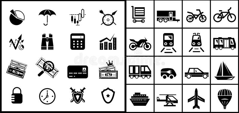 Black icon set stock vector. Illustration of balloon - 100564788