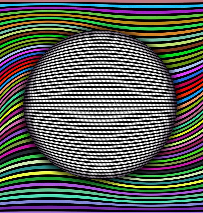 Vector Illustration Black and White Abstract Colored Lines and Ball ...