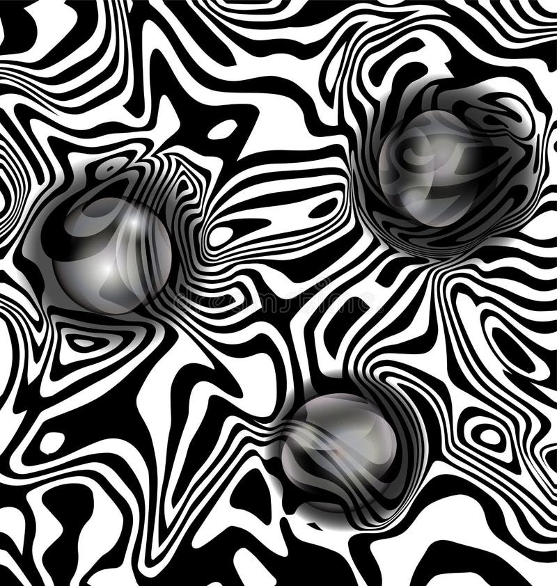 Vector Illustration Black White Abstract Lines and Balls Stock Vector ...