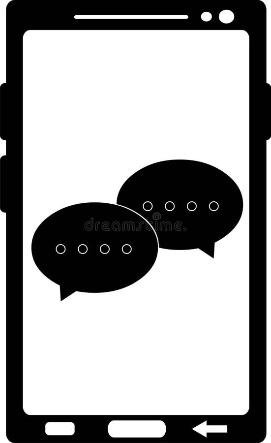 Vector Illustration Black and White Icon Mobile Phone Speech Bubble ...