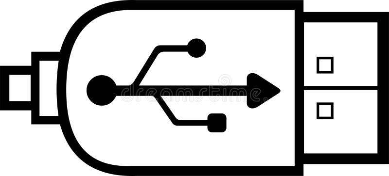 Vector Illustration Black and White Symbol Usb Drive Stock Illustration ...