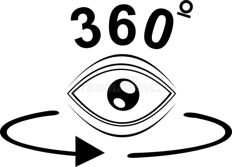 Vector Illustration Black and White Symbol Eye 360 Degrees View Stock ...