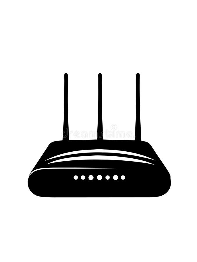 Vector Illustration Black Wireless Router with Antennas for Technology ...