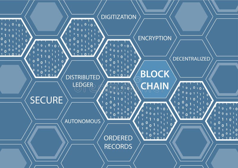Vector Illustration of Blockchain Concept with Blue Background. Stock ... Vector Illustration of Blockchain Concept with Blue Background. Stock ...