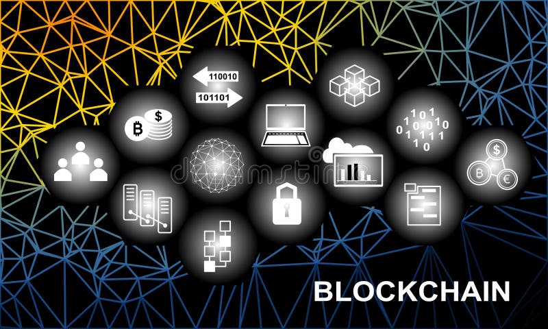 Vector Illustration of Blockchain Concept with Low Poly Background ...