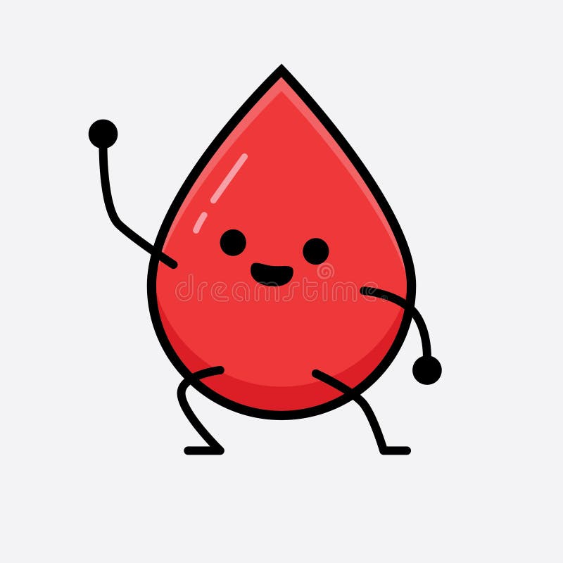 Vector Illustration of Blood Character with Cute Face and Simple Body ...
