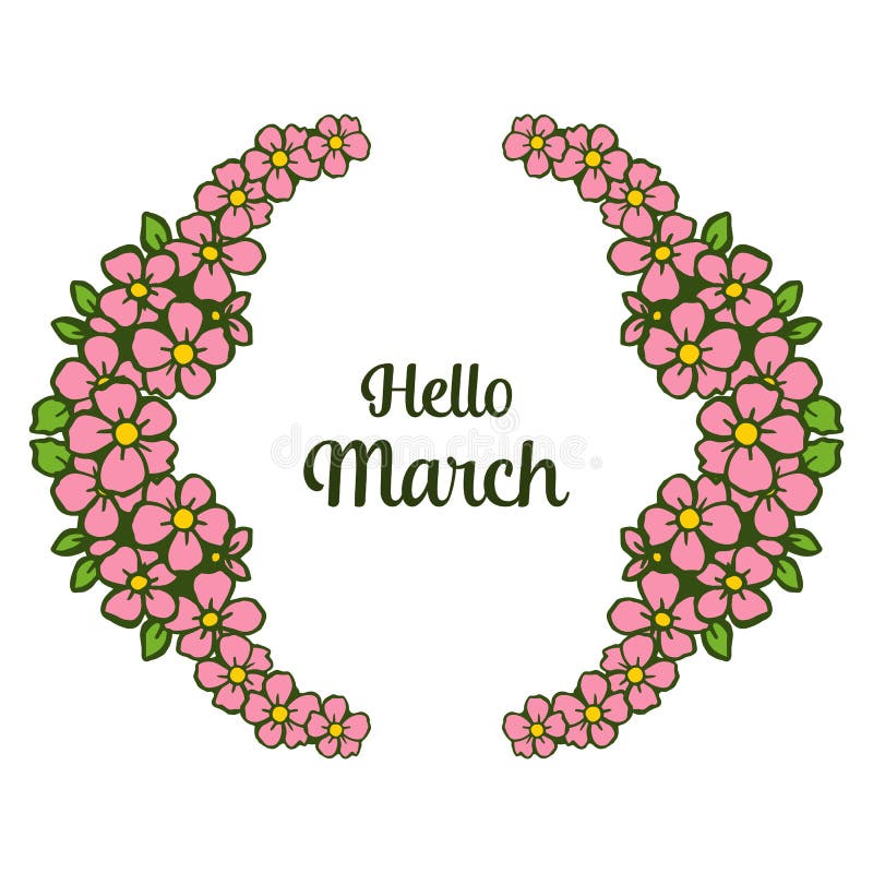 Vector Illustration Blossom Flower Frame with Various Writing Hello ...