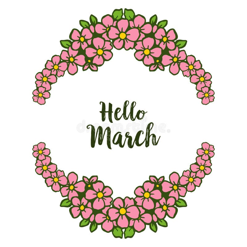 Vector Illustration Blossom Flower Frame with Various Writing Hello ...