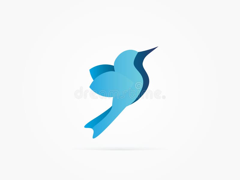 Vector Illustration Blue Bird with Blue Shadow Logo Stock Illustration ...