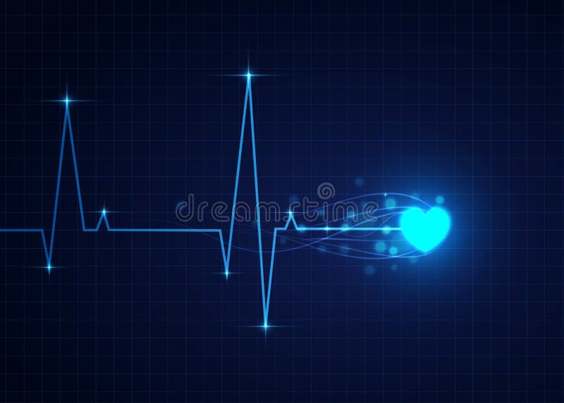 Vector Illustration of Blue Cardiogram, Medical Background. Stock ...