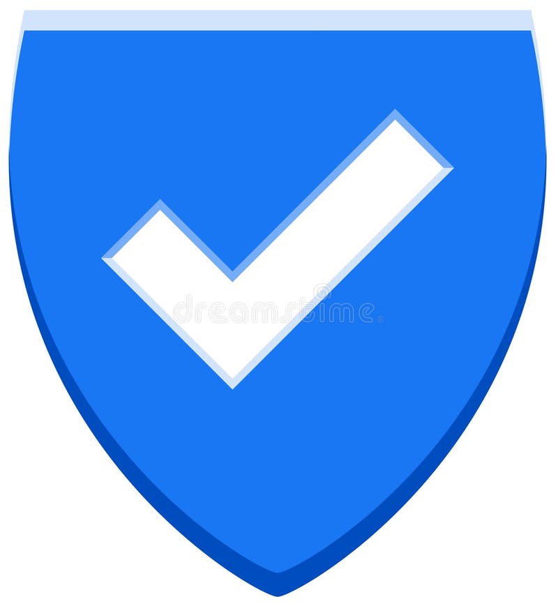 Blue Checkmark on Rounded Shield Crest Vector Illustration Icon Stock ...