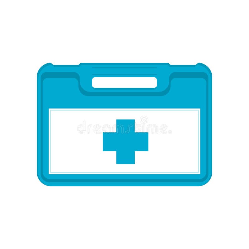 Vector Illustration of Blue-colored First Aid Box on White Background ...