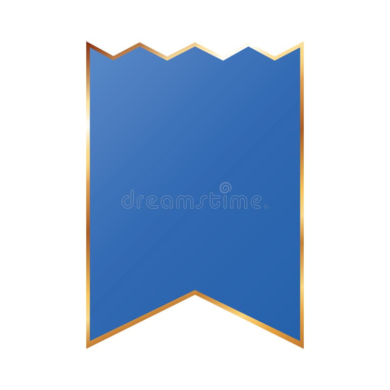 Vector Illustration of Blue Colored Label Banner with Gold Colored ...