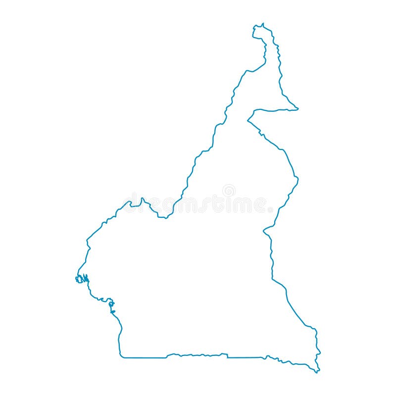 Vector Illustration of Blue Colored Outline Map of Cameroon Stock ...