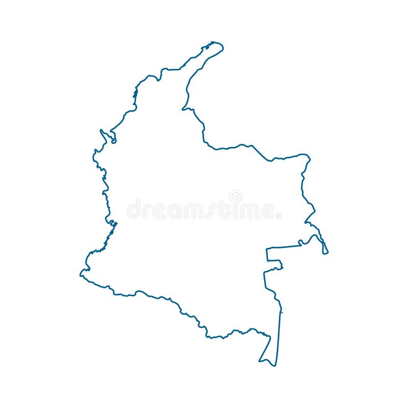 Vector Illustration of Blue Colored Outline Map of Colombia Stock ...