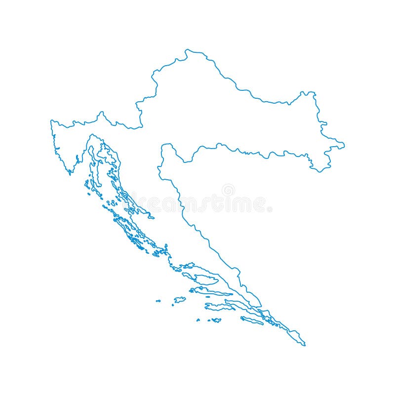 Vector Illustration of Blue Colored Outline Map of Croatia Stock Vector ...