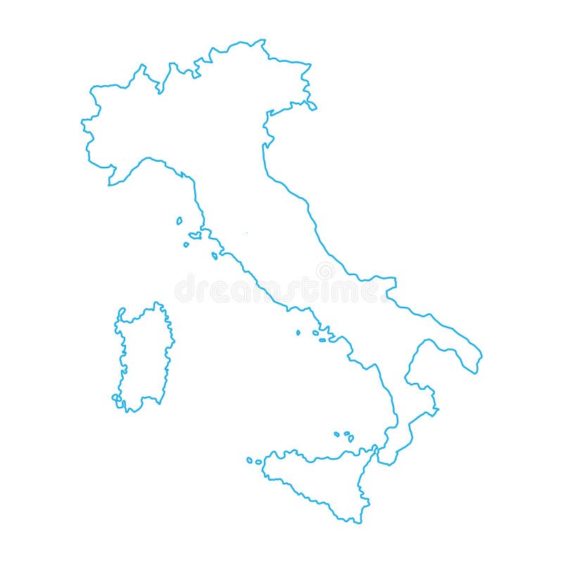 Vector Illustration of Blue Colored Outline Map of Italy Stock Vector ...