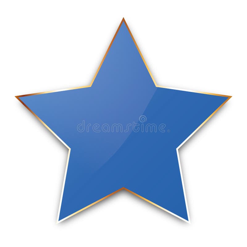 Vector Illustration of Blue Colored Star Shape Banner with Gold Frame ...