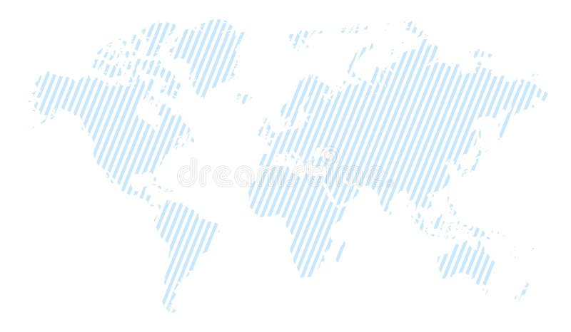 Vector Illustration of Blue Colored Striped World Map Stock Vector ...